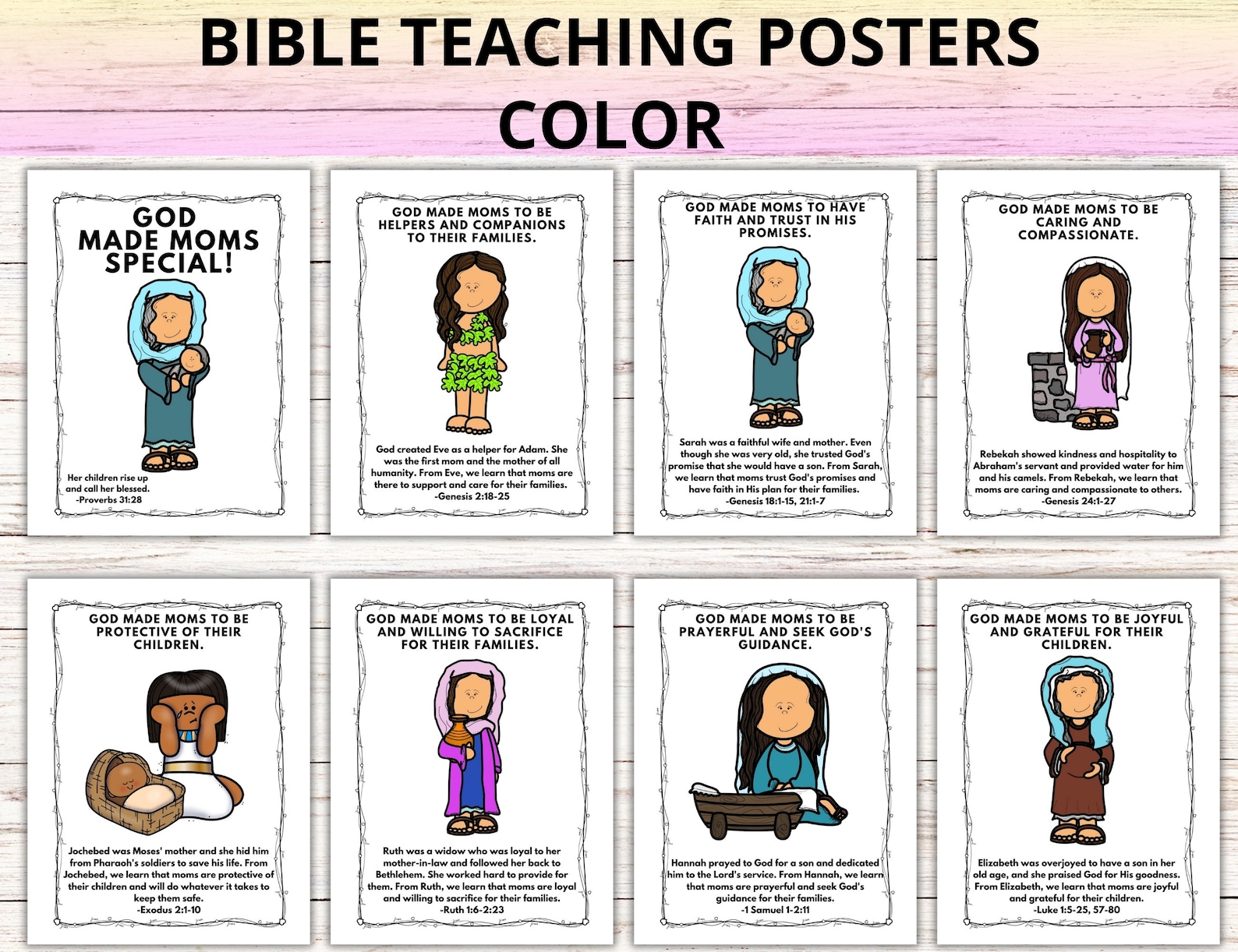 Mothers Day Bible Lesson Teaching Posters and Craft, Moms of the Bible ...