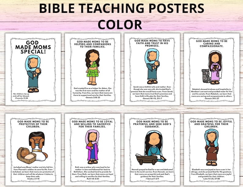 Mothers Day Bible Lesson Teaching Posters and Craft, Moms of the Bible ...