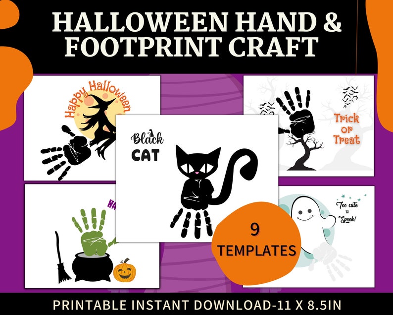 Halloween Handprint Craft | October Preschool Handprint Activity ...