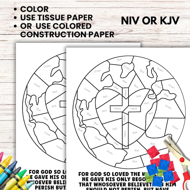 God so Loved the World Torn Paper Bible Craft, John 3:16 Sunday School ...
