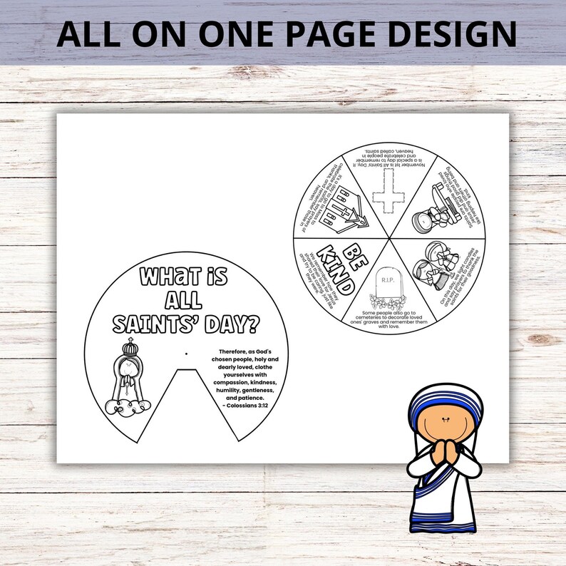 All Saints Day Coloring Wheel Craft Printable for Kids, Sunday School ...