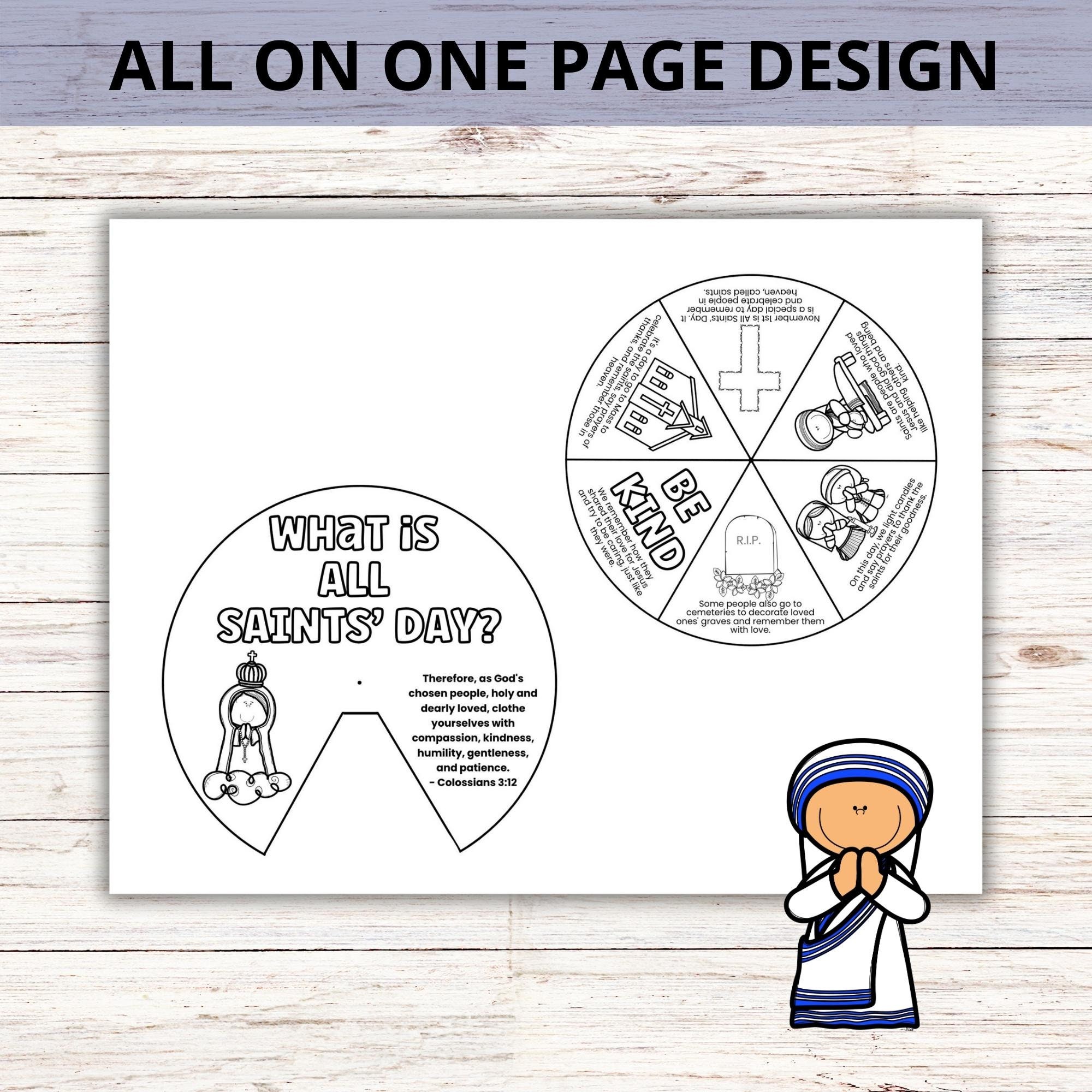All Saints Day Coloring Wheel Craft Printable for Kids, Sunday School ...