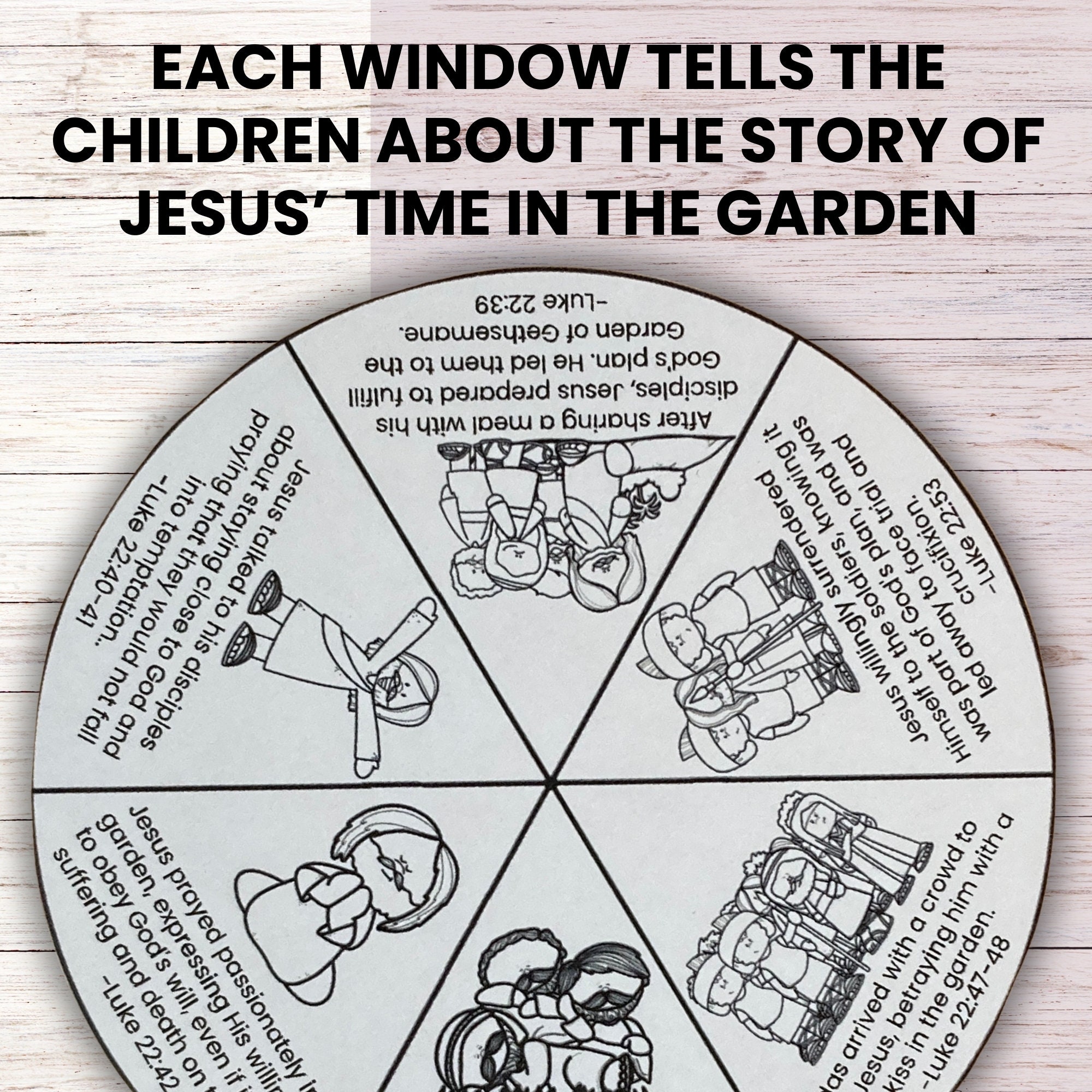 Jesus in the Garden Easter Holy Week Bible Coloring Wheel Craft for ...