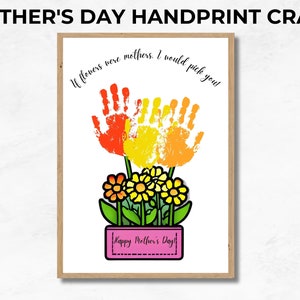Flower Handprint Craft Printable Mothers Day Activity for Mom or ...