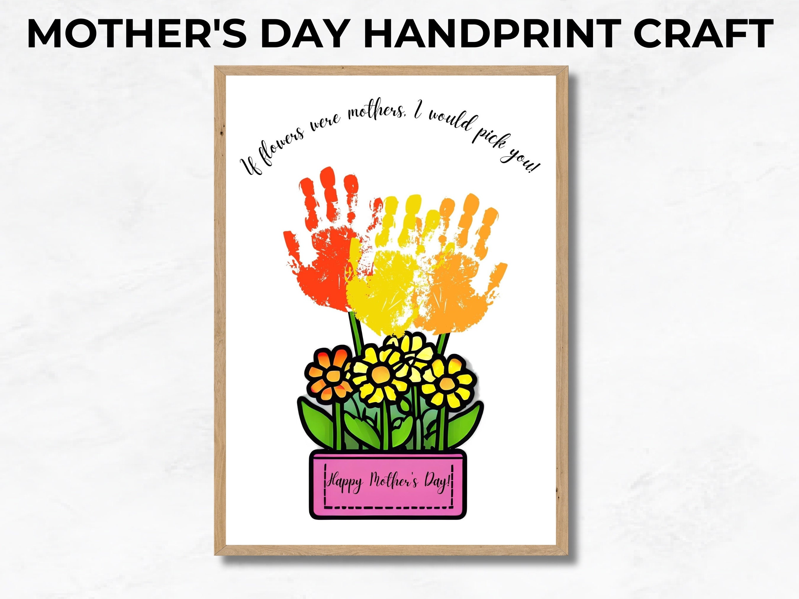 Flower Handprint Craft Printable Mothers Day Activity for Mom or ...