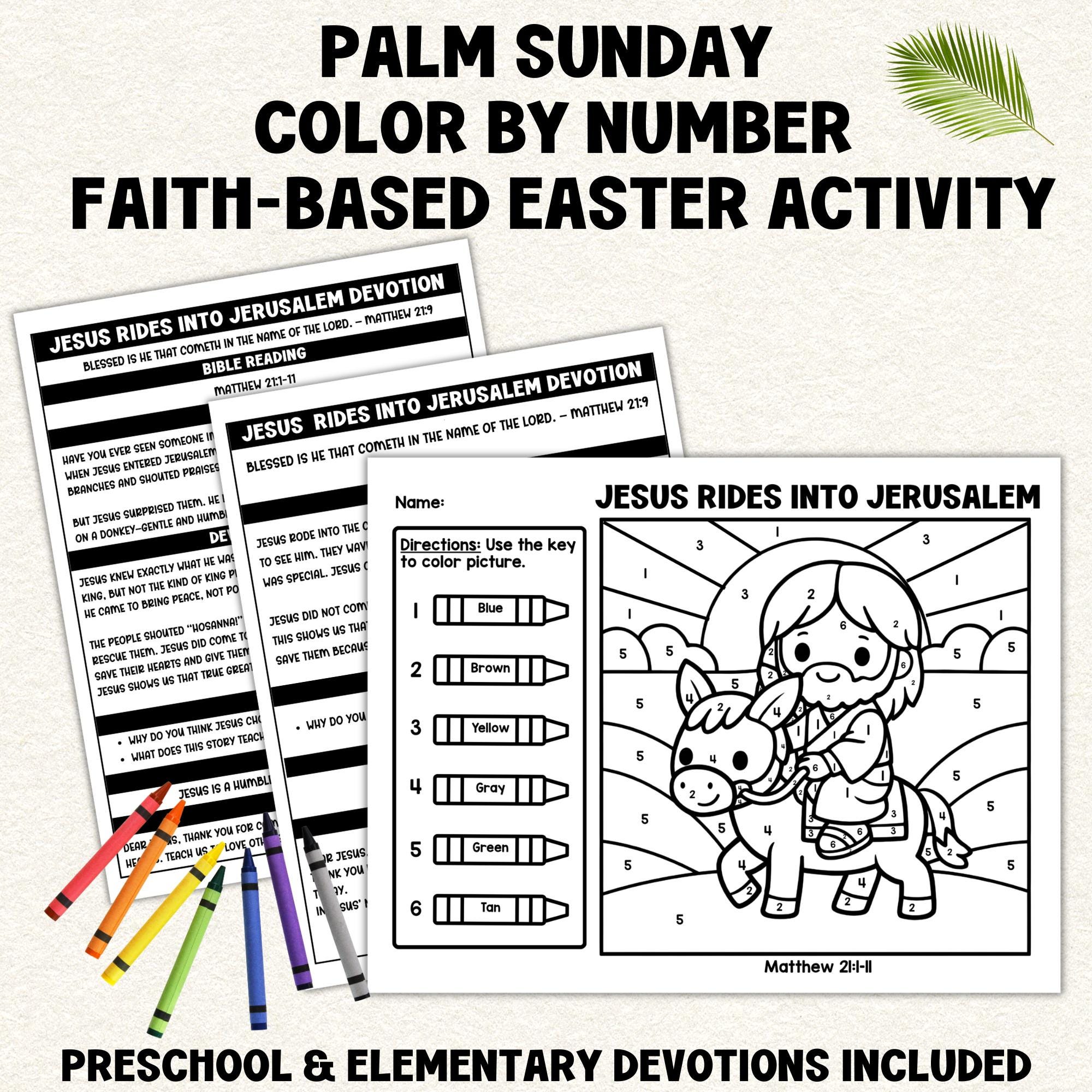 The Easter Story Color by Number Bible Activity, Holy Week Christian ...