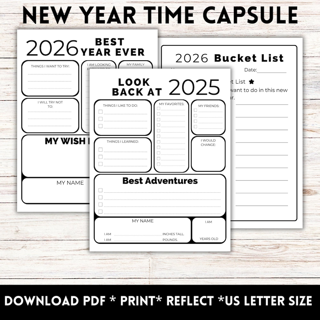 2026 New Year Time Capsule Reflection and Goal Setting Bundle, 2025 ...