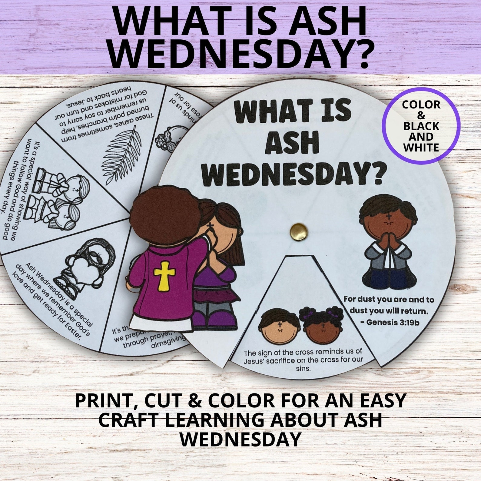 Ash Wednesday Craft, Lent Bible Coloring Wheel, Ash Wednesday Bible ...