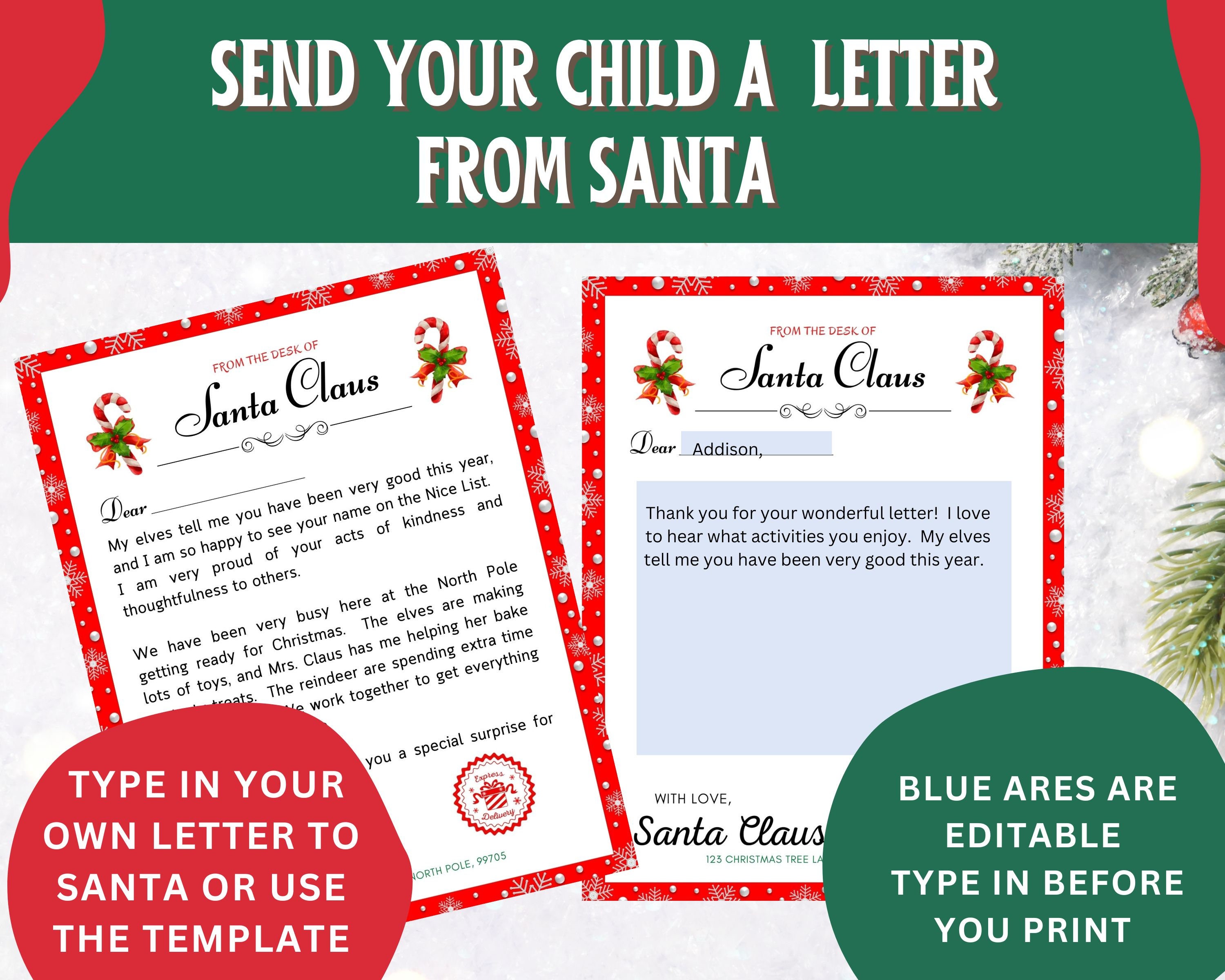 Christmas Letters From Santa Bundle, Editable Santa Naughty and Nice ...