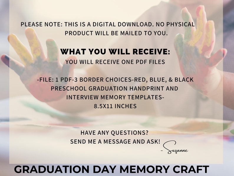 Last Day of Preschool Graduation Keepsake Handprint Art, Handprint ...