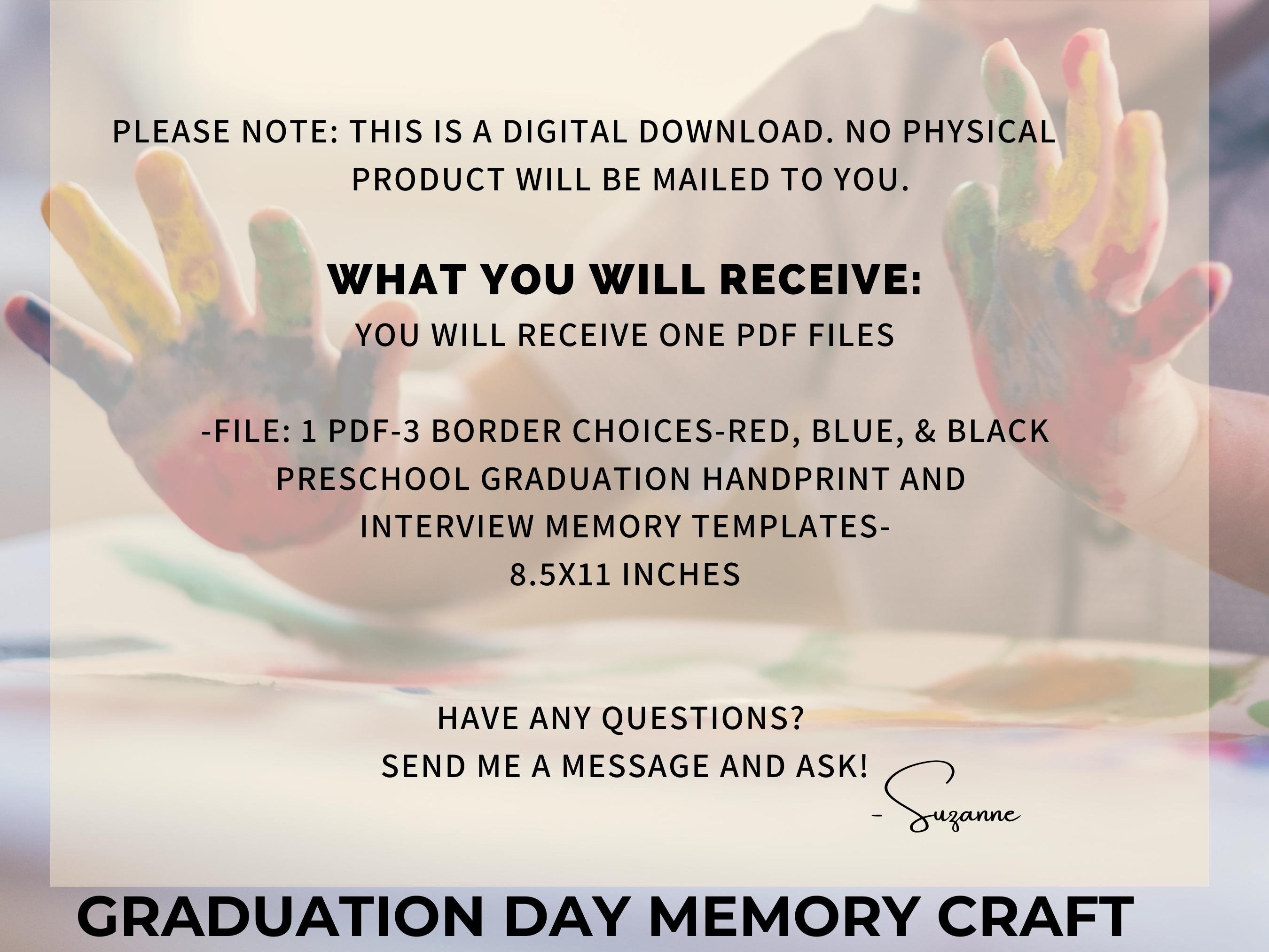 Last Day of Preschool Graduation Keepsake Handprint Art, Handprint ...