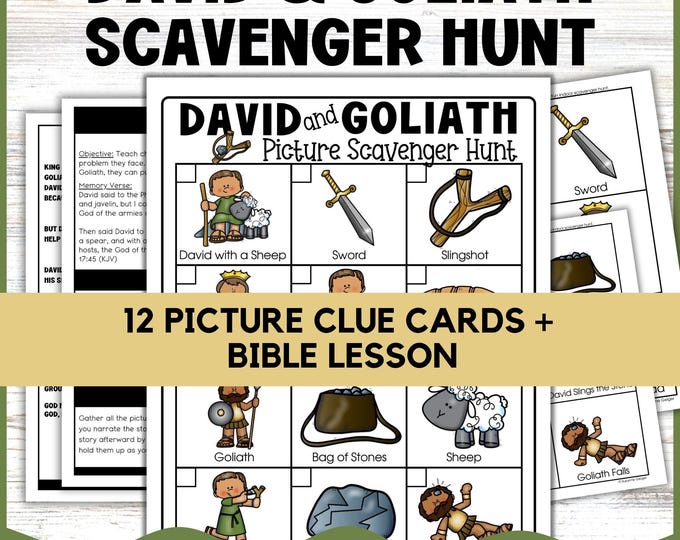 David and Goliath Bible Lesson Scavenger Hunt Activity Prek, Sunday ...