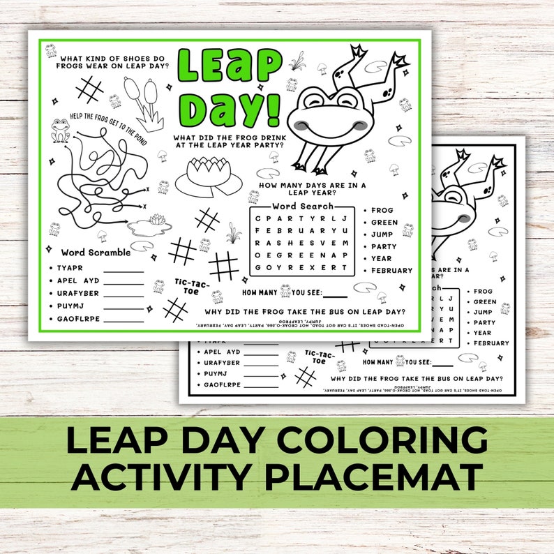 Leap Year Frog Games and Craft Activity Bundle for Kids, Leap Day 2024 ...
