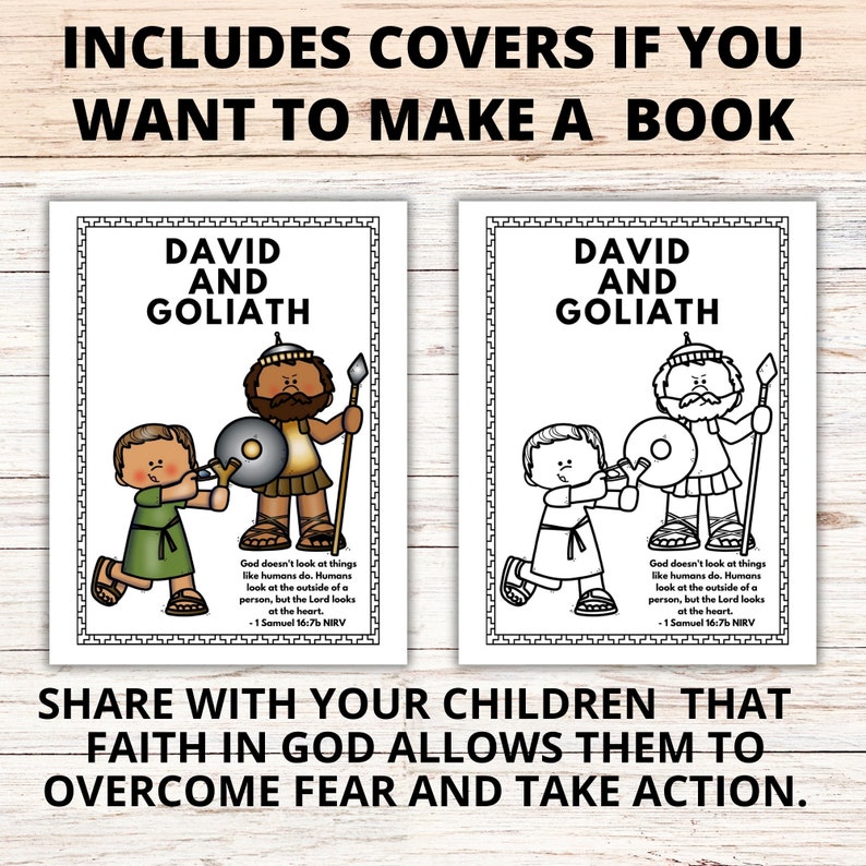 David and Goliath Bible Lesson Teaching Posters and Coloring, Sunday ...