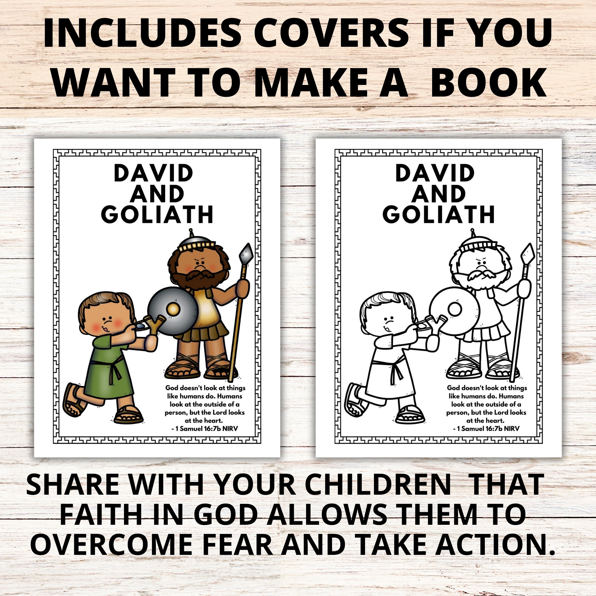 David and Goliath Bible Lesson Teaching Posters and Coloring, Sunday ...