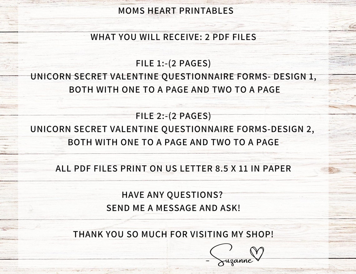 Secret Valentine Questionnaire, Valentine's Day Secret Valentine ...