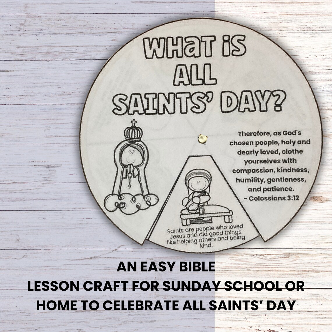 All Saints Day Coloring Wheel Craft Printable for Kids, Sunday School ...