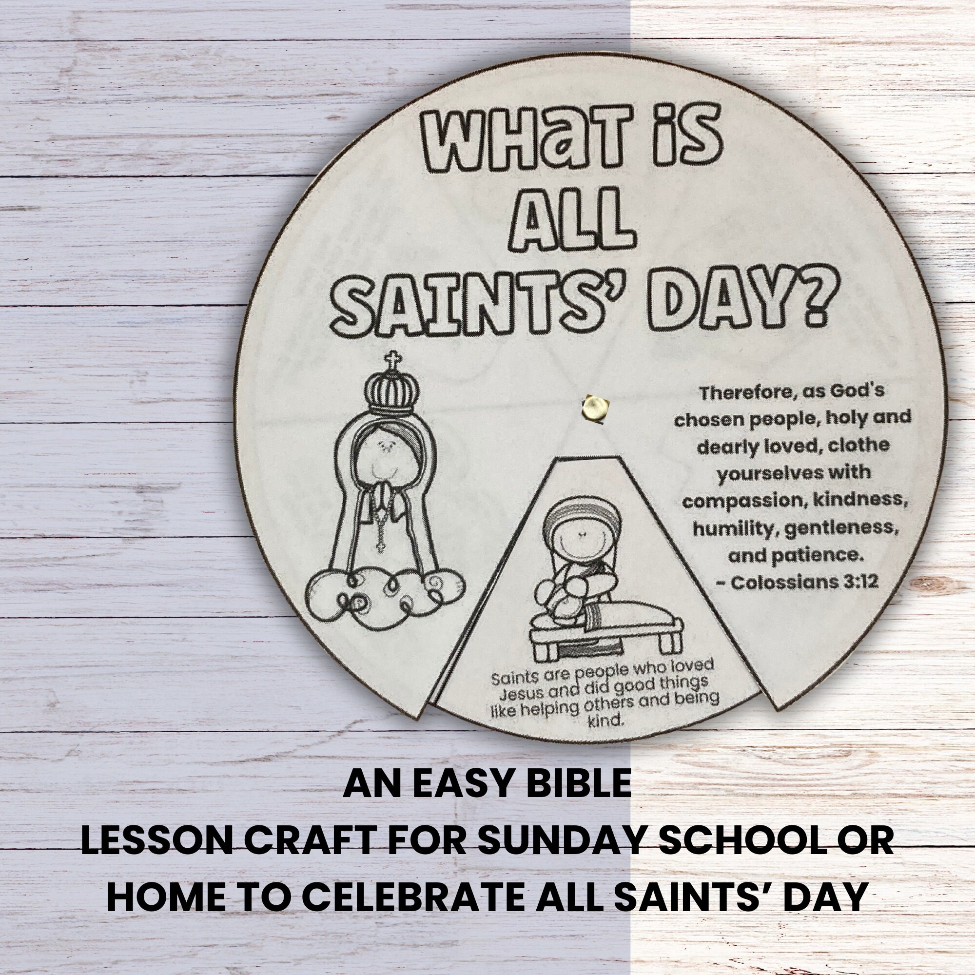 All Saints Day Coloring Wheel Craft Printable for Kids, Sunday School ...