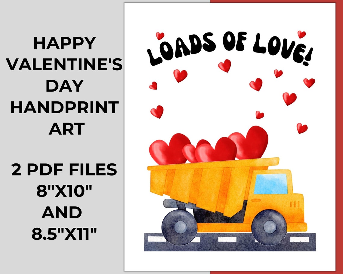 Valentine's Day Construction Handprint Craft, Bulldozer Handprint Art ...