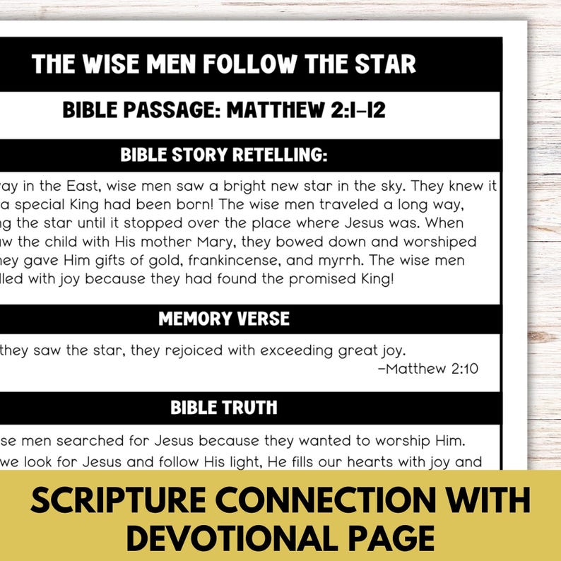 The Wise Men Follow the Star Bible Craft Activity, Matthew 2 Epiphany ...