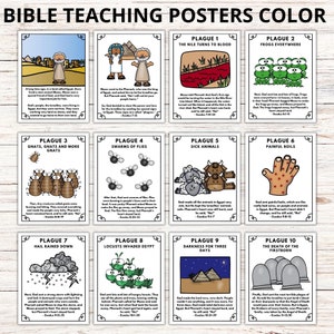 Ten Plagues of Egypt Bible Story Teaching Posters, Sunday School Lesson ...