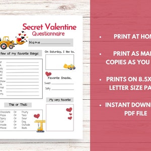Secret Valentine Questionnaire, Construction Secret Valentine Printable ...