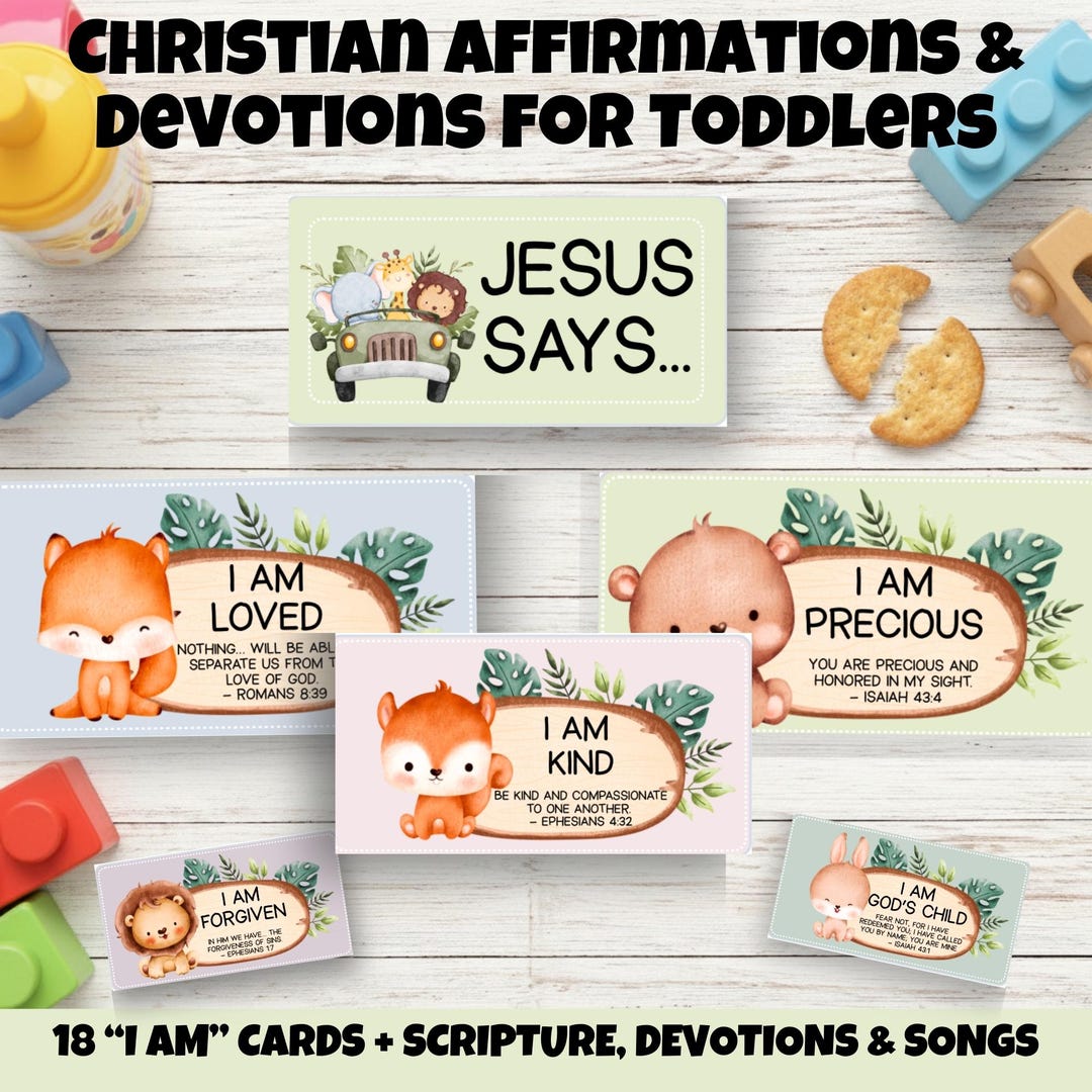 Christian Bible Affirmation Cards for Toddlers, Christian Character ...