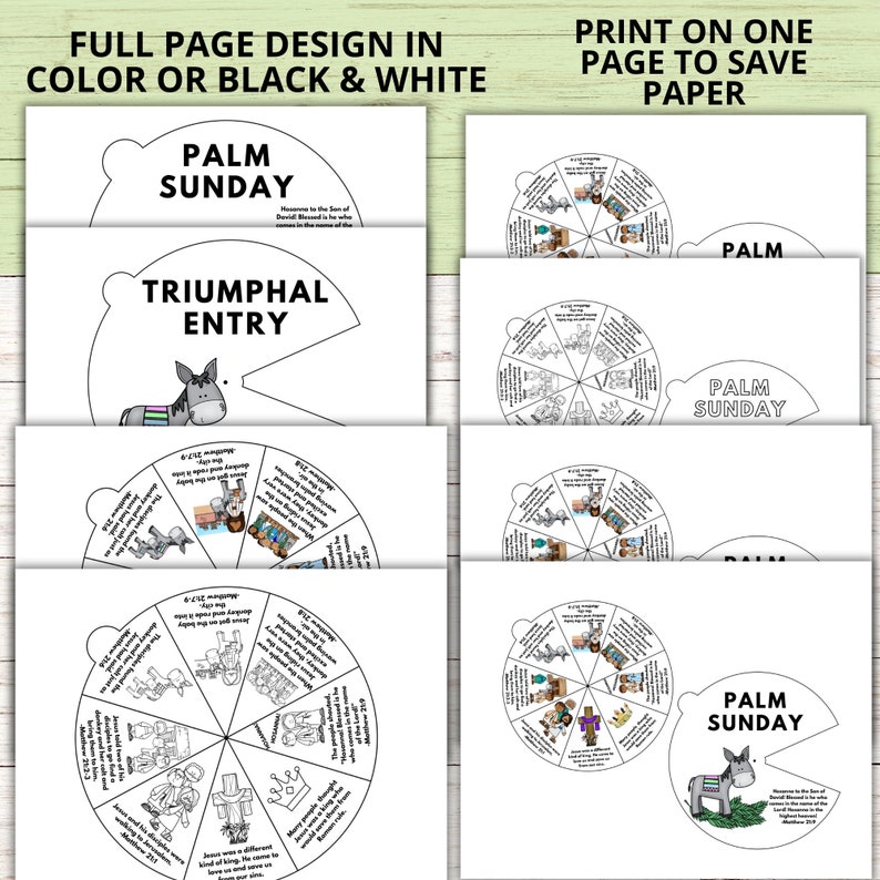 Palm Sunday Bible Lesson and Story Wheel Craft Bundle, Triumphal Entry ...