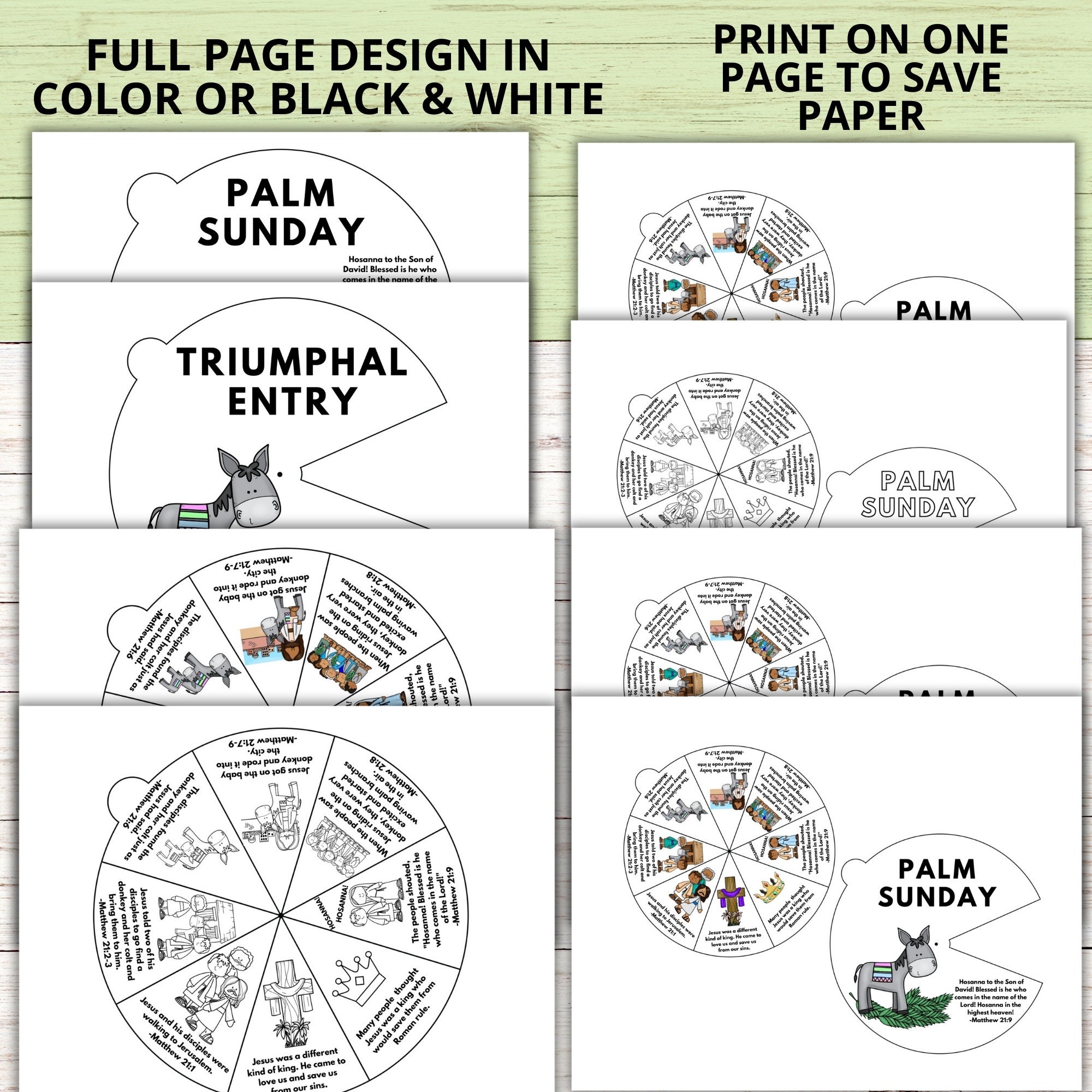 Palm Sunday Bible Lesson and Story Wheel Craft Bundle, Triumphal Entry ...
