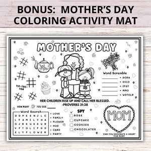 Mothers Day Bible Lesson and Craft Bundle, Sunday School Mothers Day ...