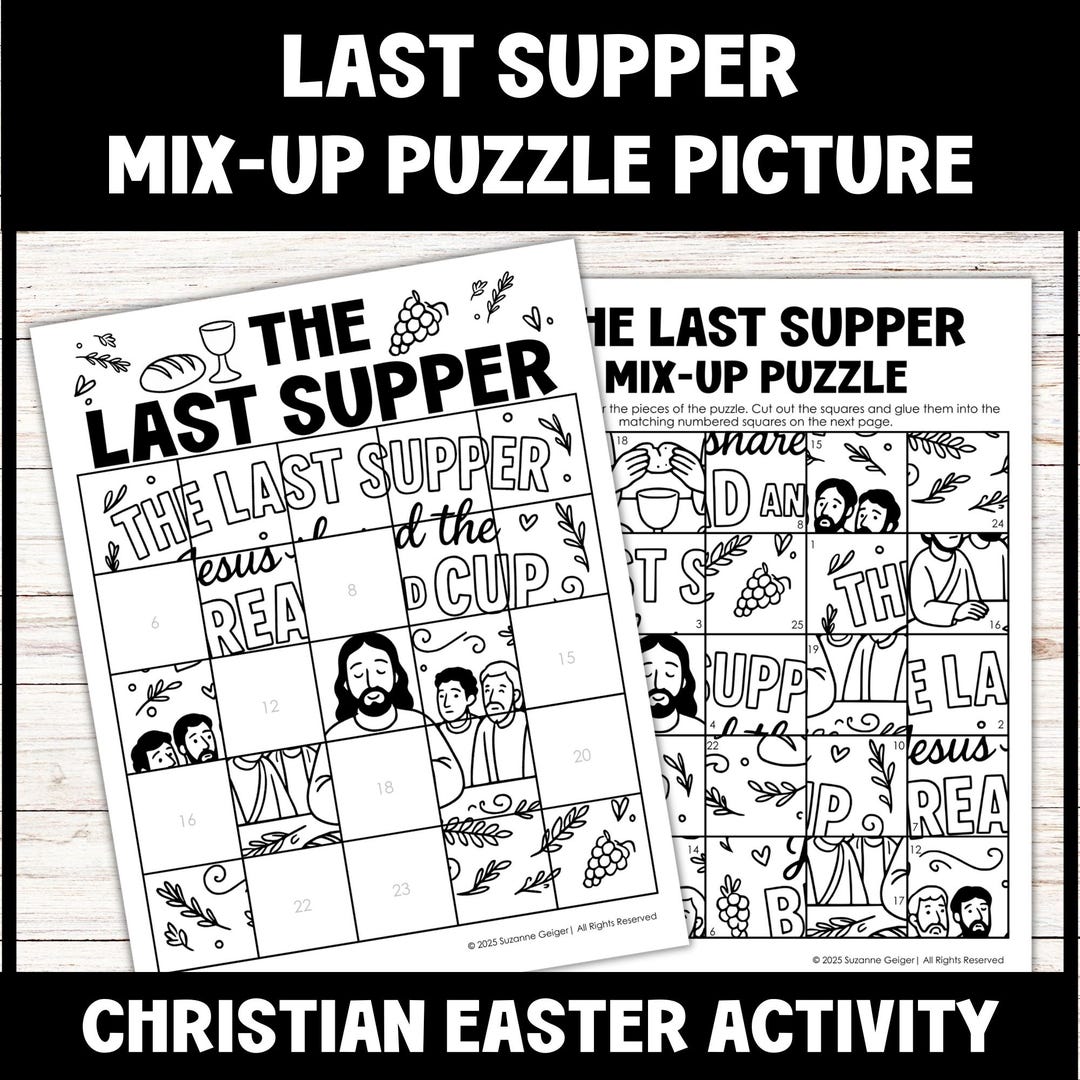 The Last Supper Coloring Bible Craft, Easter Bible Mixed-up Puzzle ...