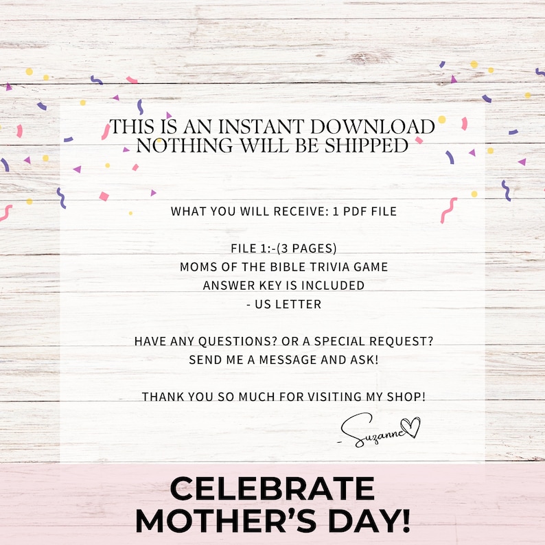 Mothers Day Mothers of the Bible Trivia for Church and Bible Study ...