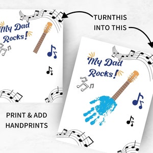 Fathers Day My Dad Rocks Handprint Art Printable, DIY Keepsake Toddler ...