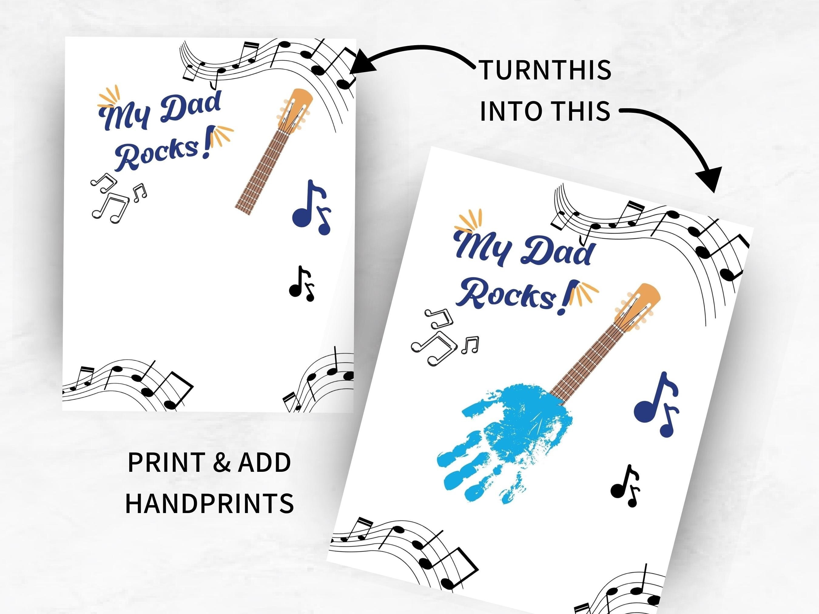 Fathers Day My Dad Rocks Handprint Art Printable, DIY Keepsake Toddler ...