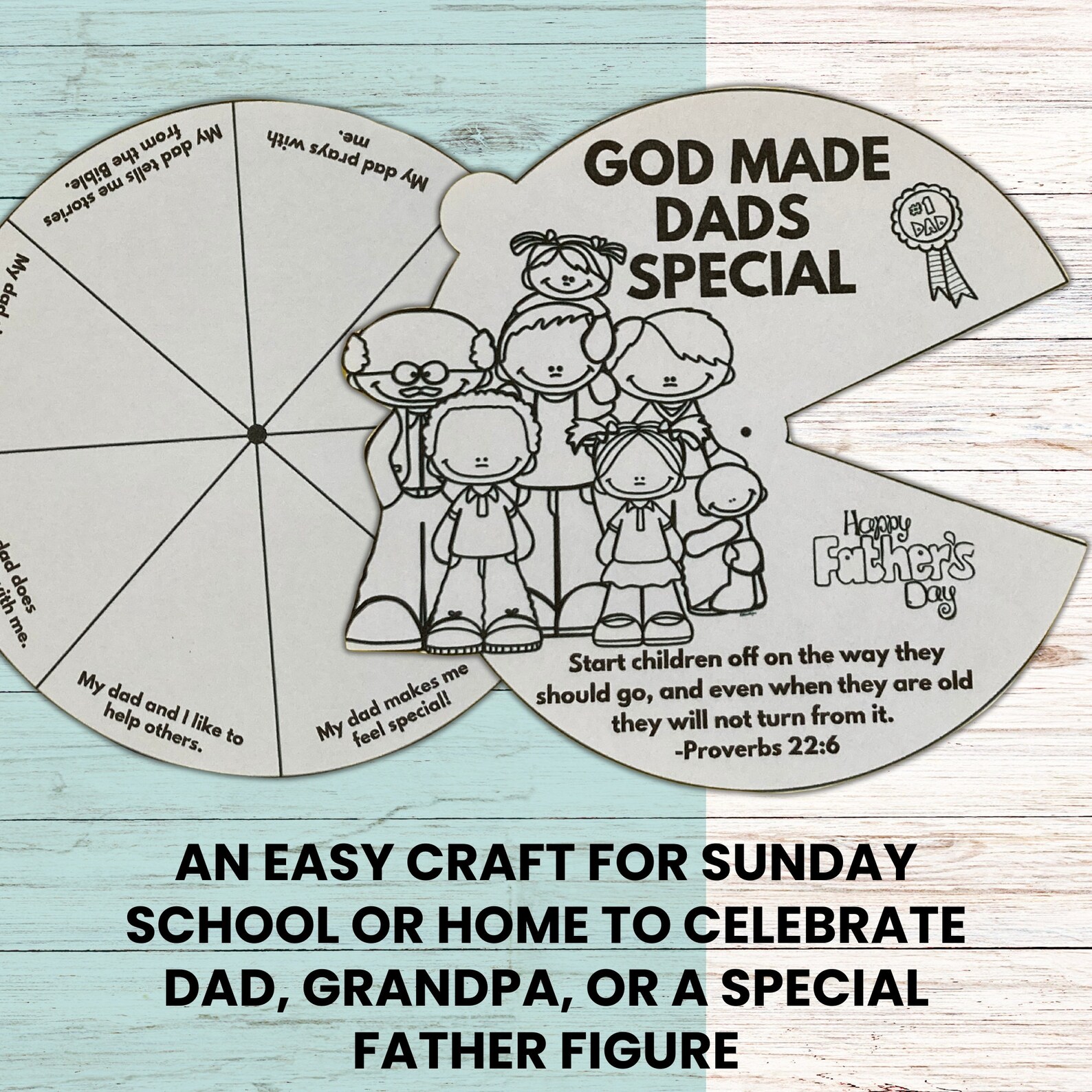 Fathers Day Church Craft for Dad: God Made Dads Special Bible Wheel ...