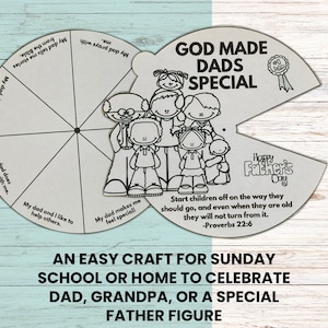 Fathers Day Church Craft for Dad: God Made Dads Special Bible Wheel ...
