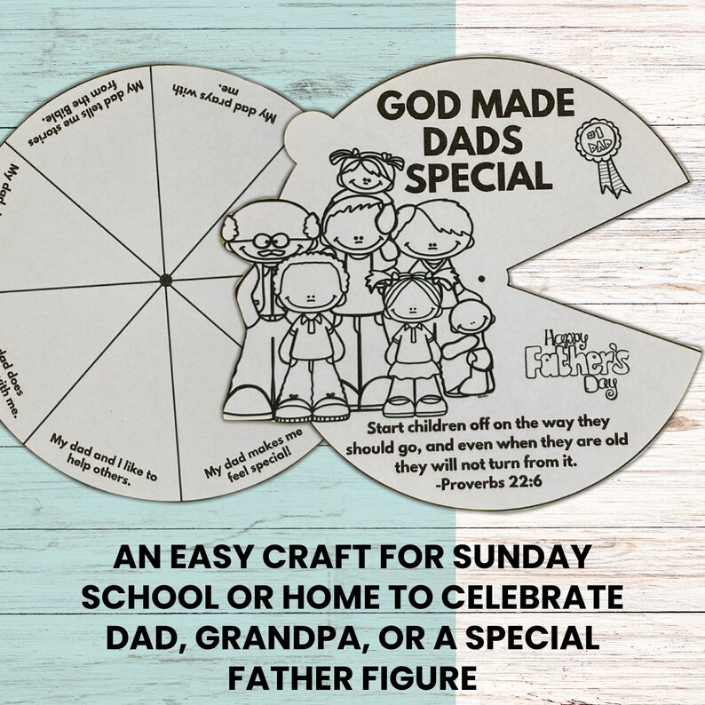 Fathers Day Church Craft for Dad: God Made Dads Special Bible Wheel ...