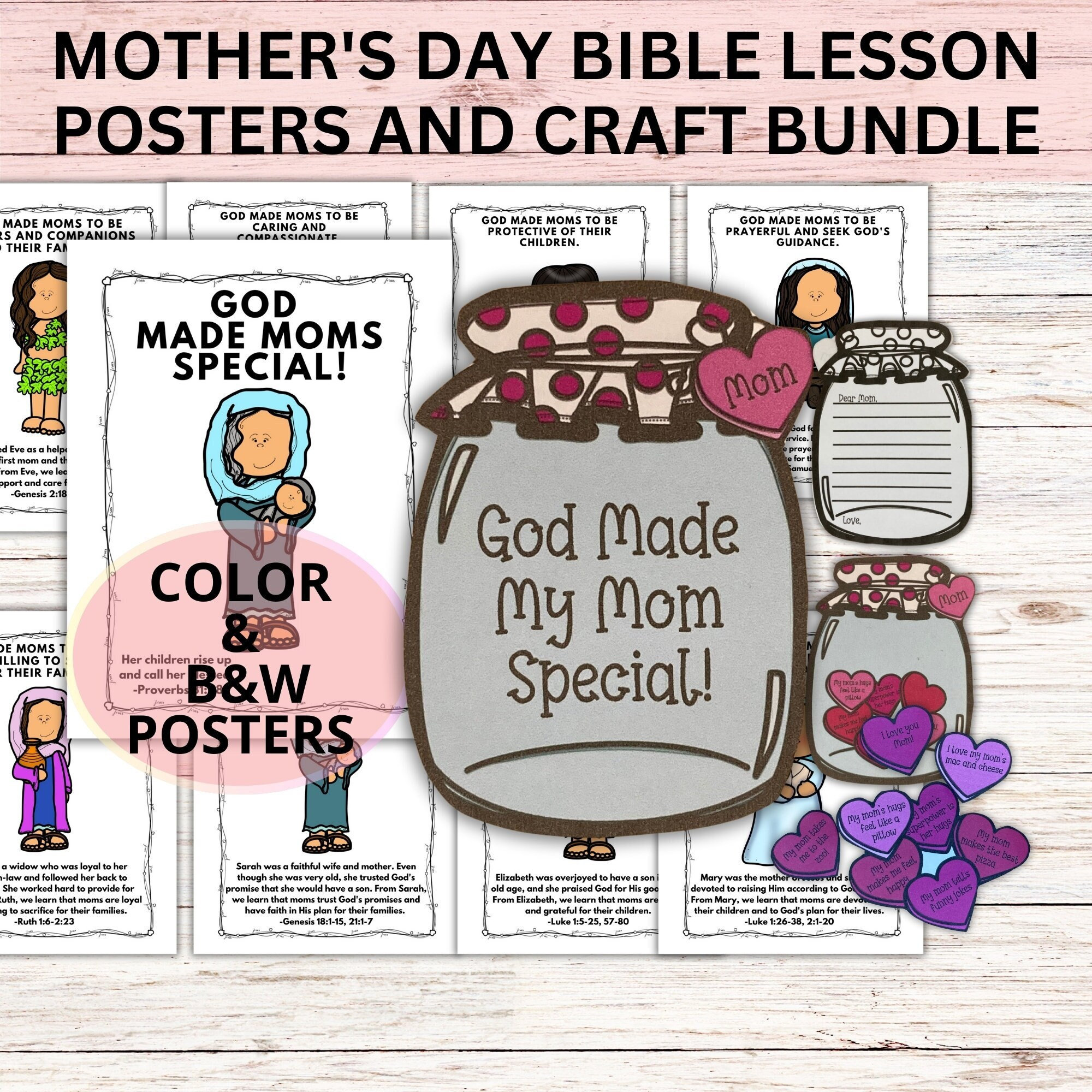Mothers Day Bible Teaching Posters and Craft Printable, Sunday School ...