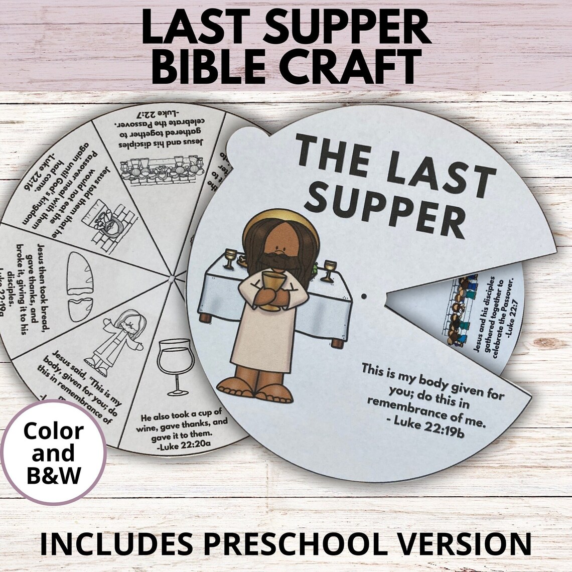 The Last Supper Bible Craft, Easter Bible Story Lesson Wheel, Holy Week ...