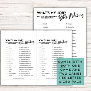 Jobs in the Bible Printable Matching Game for Church and Families ...