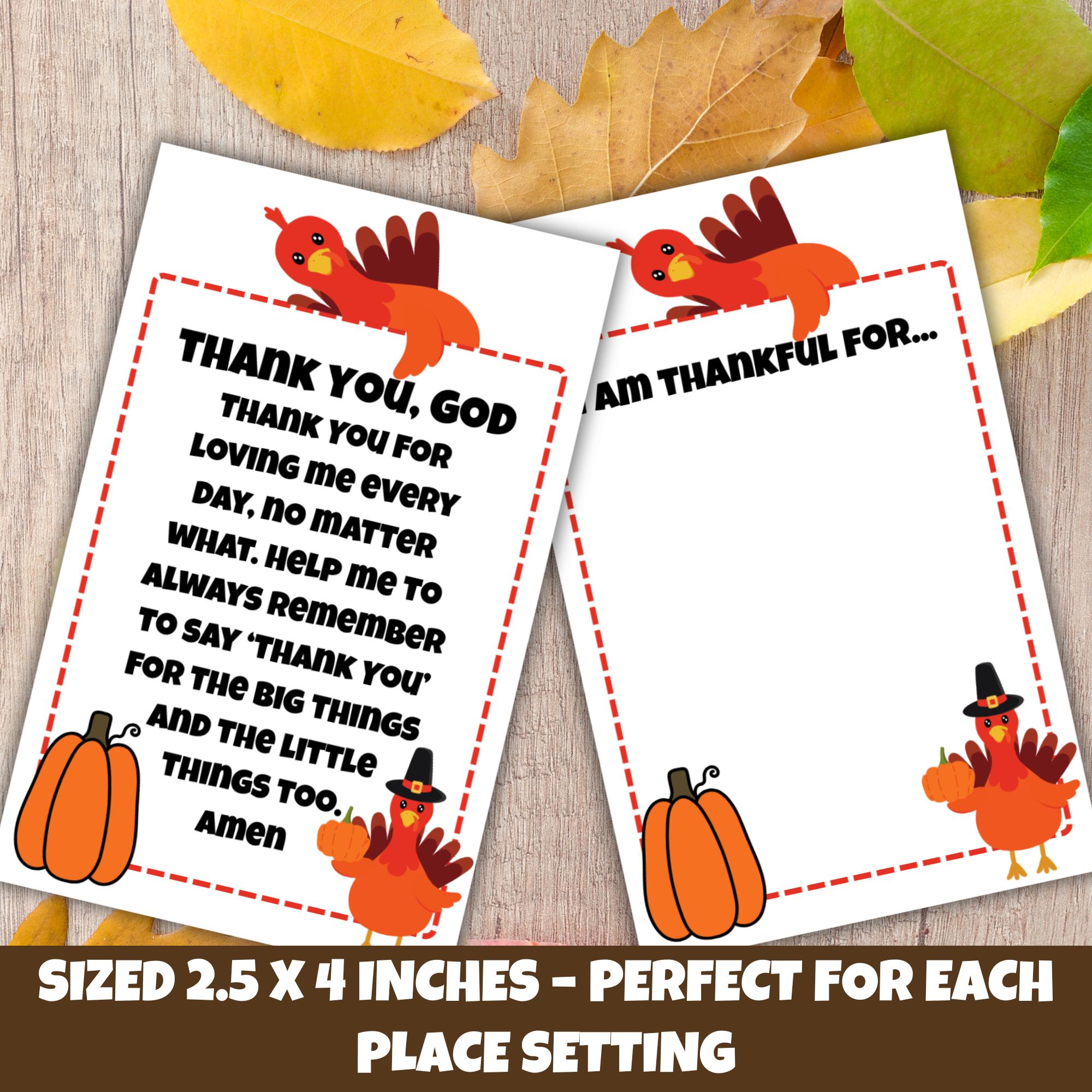 Thanksgiving Prayer Cards for Kids, Christian Thank You God Printable ...