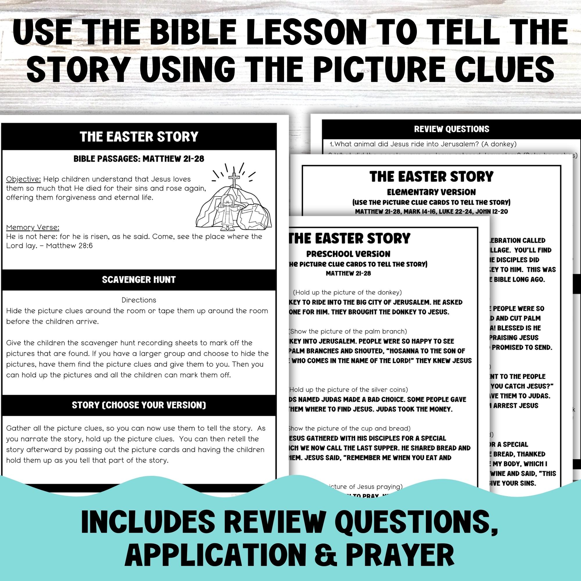 Easter Story Bible Lesson Scavenger Hunt Activity Prek, Sunday School ...