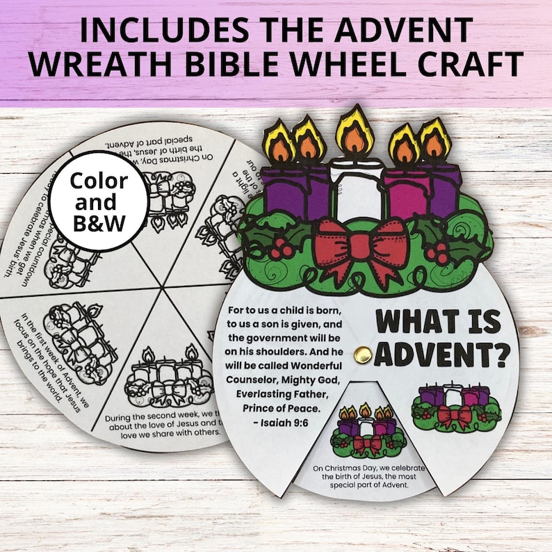Advent Wreath Bible Lesson and Advent Coloring Bible Wheel Christmas ...