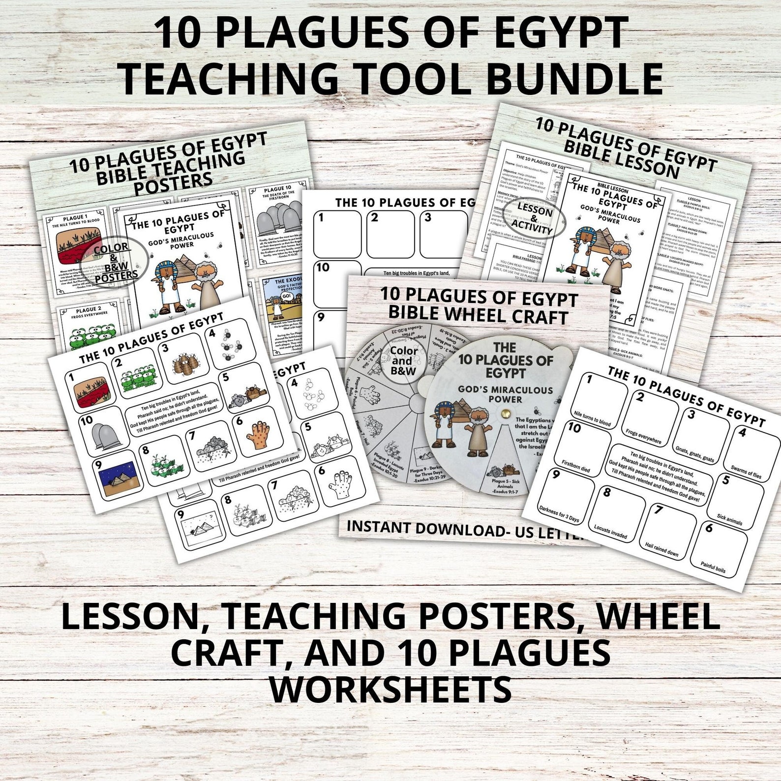 10 Plagues of Egypt Sunday School Lesson for Kids Bundle, Passover ...
