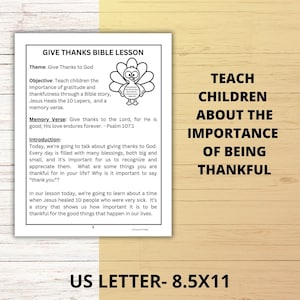 Give Thanks Thanksgiving Bible Lesson and Craft, Sunday School Bible ...