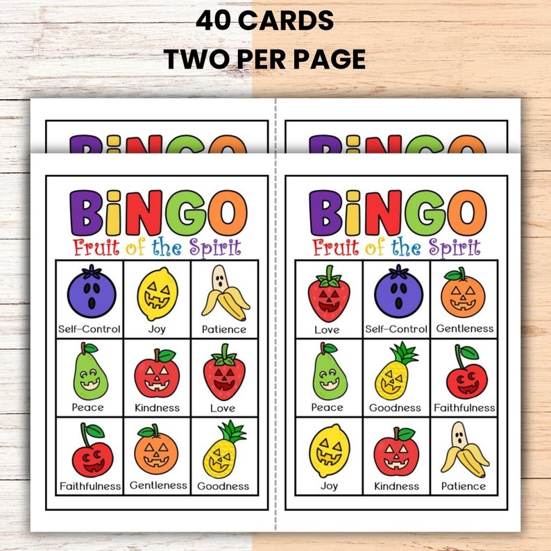 Fruit of the Spirit Bible Bingo Game, Preschool Sunday School Activity ...