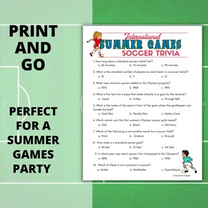 Soccer Trivia Game, Soccer Summer Games 2024, Club Soccer Printable ...
