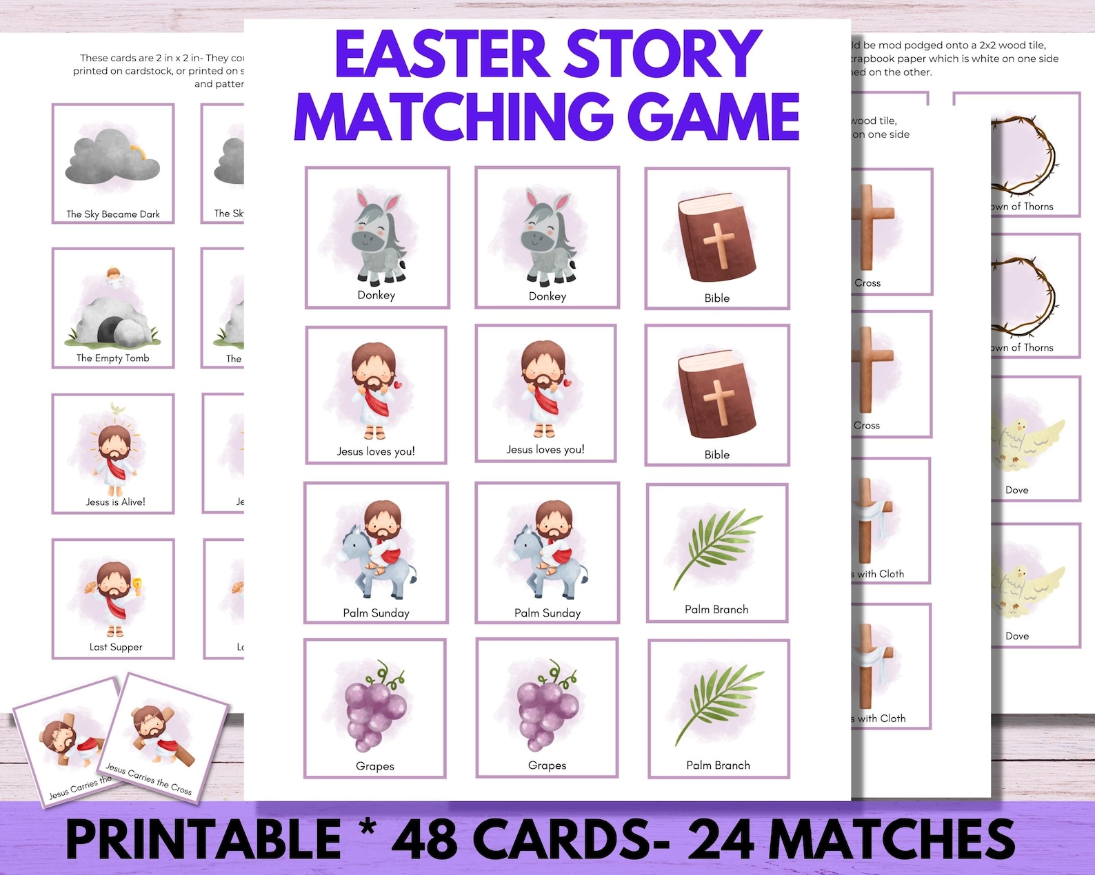 Easter Story Memory Game for Toddlers & Preschoolers, Printable Bible ...