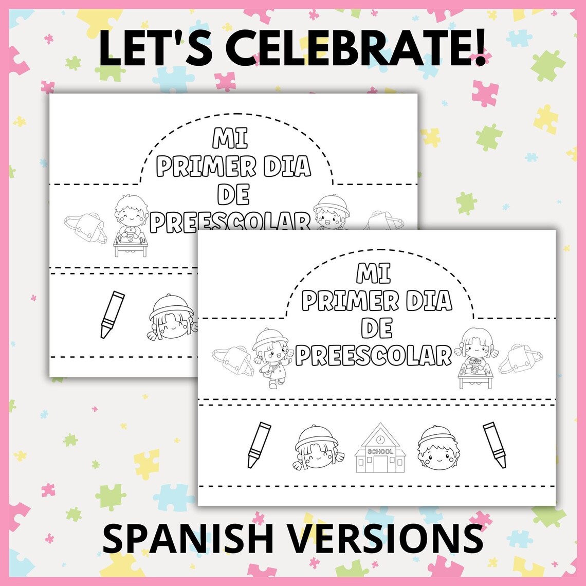 First Day of Preschool Crown Craft Activity Printable, English and ...