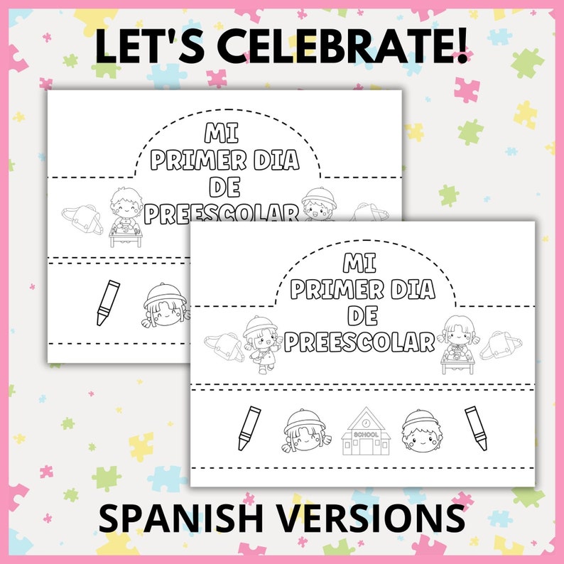 First Day of Preschool Crown Craft Activity Printable, English and ...